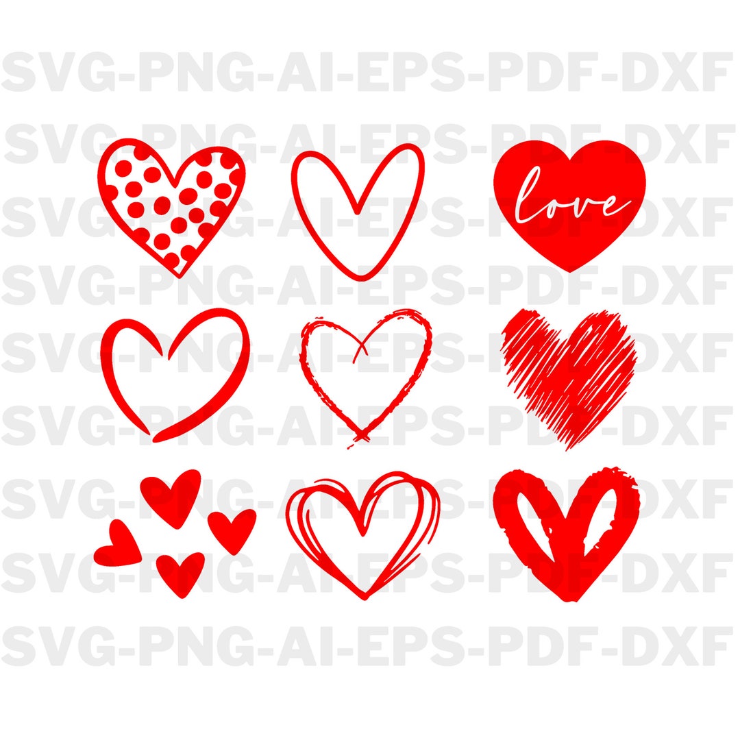 Nine Hearts Valentine Svg, Red Hearts Svg Candy Heart Svg, Valentine ...