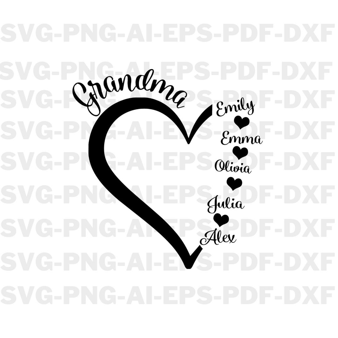 Personalized Grandma Heart Png, Mimi Nonnie With Kids SVG, Grandma Svg ...