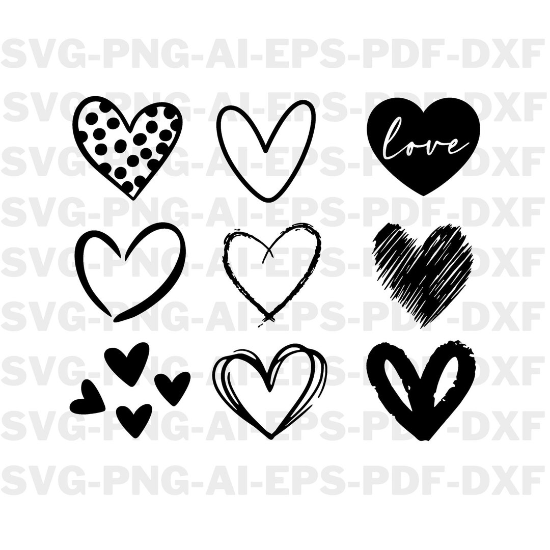 Nine Hearts Valentine Svg, Hearts Svg Candy Heart Svg, Valentine Decor ...