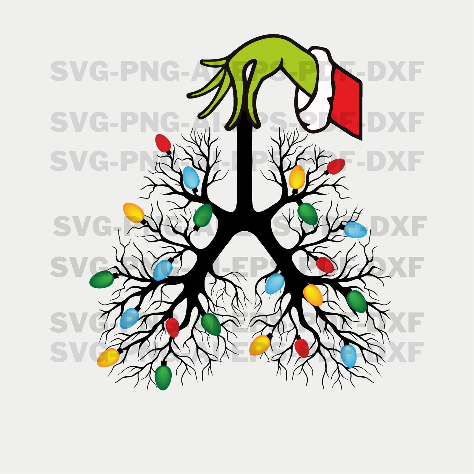 Lung Christmas Lights Png, Christmas Nurse Svg, Respiratory Therapist ...