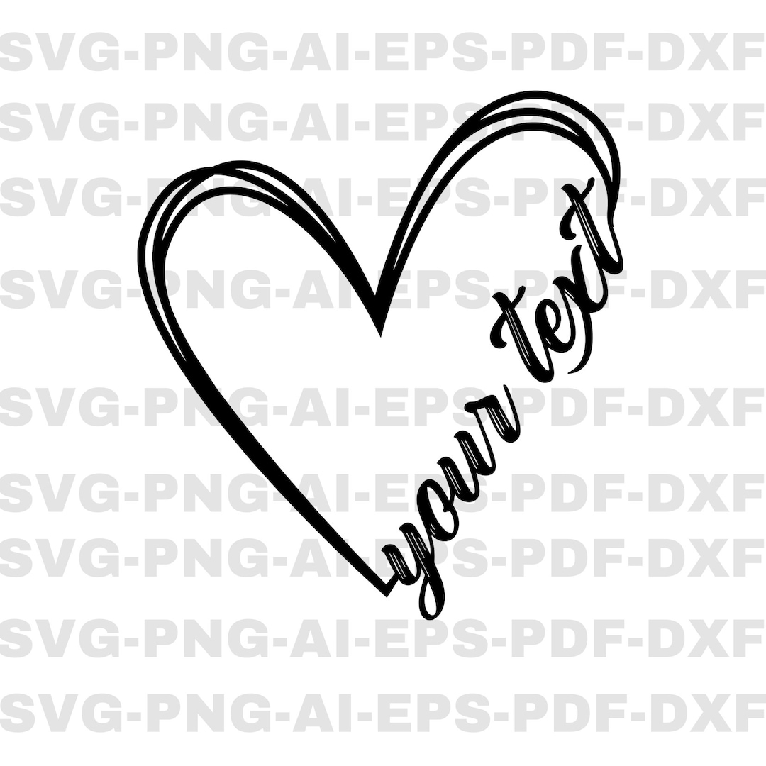 Heart Line Svg, Custom Name Svg, Custom Svg, Doodle Heart Svg, Name ...