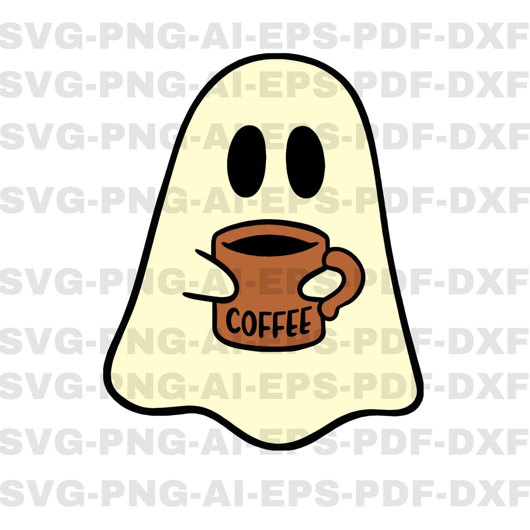 Сute Little Ghost Coffee Svg, Cute Spooky Coffee Svg, Fall Coffee Lover ...