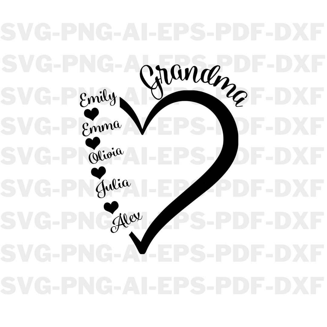 Personalized Grandma Heart Png, Mimi Nonnie With Kids SVG, Grandma Svg ...