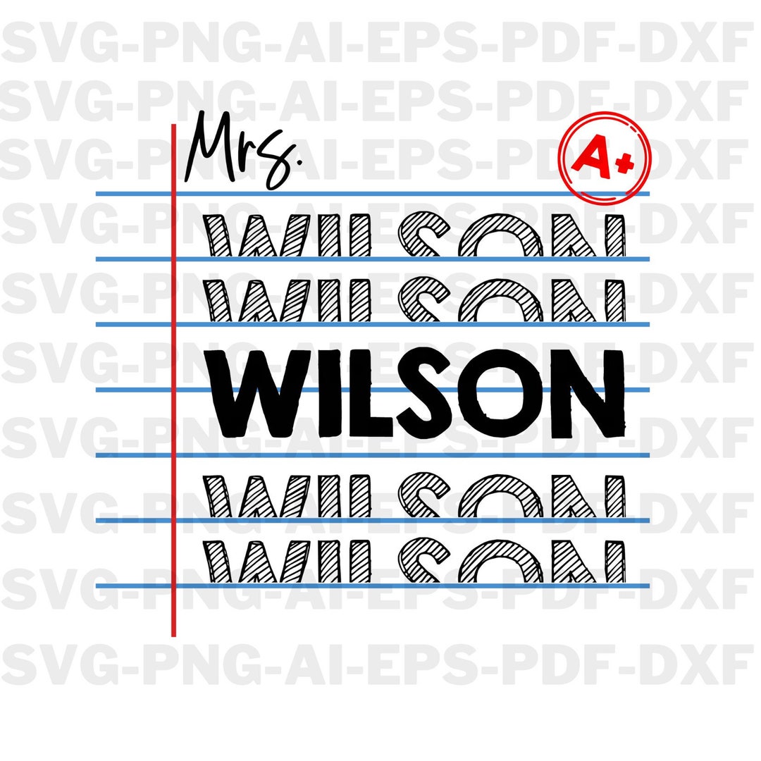 Custom Teacher Name Svg, Notebook Paper Design, Back to School Png ...