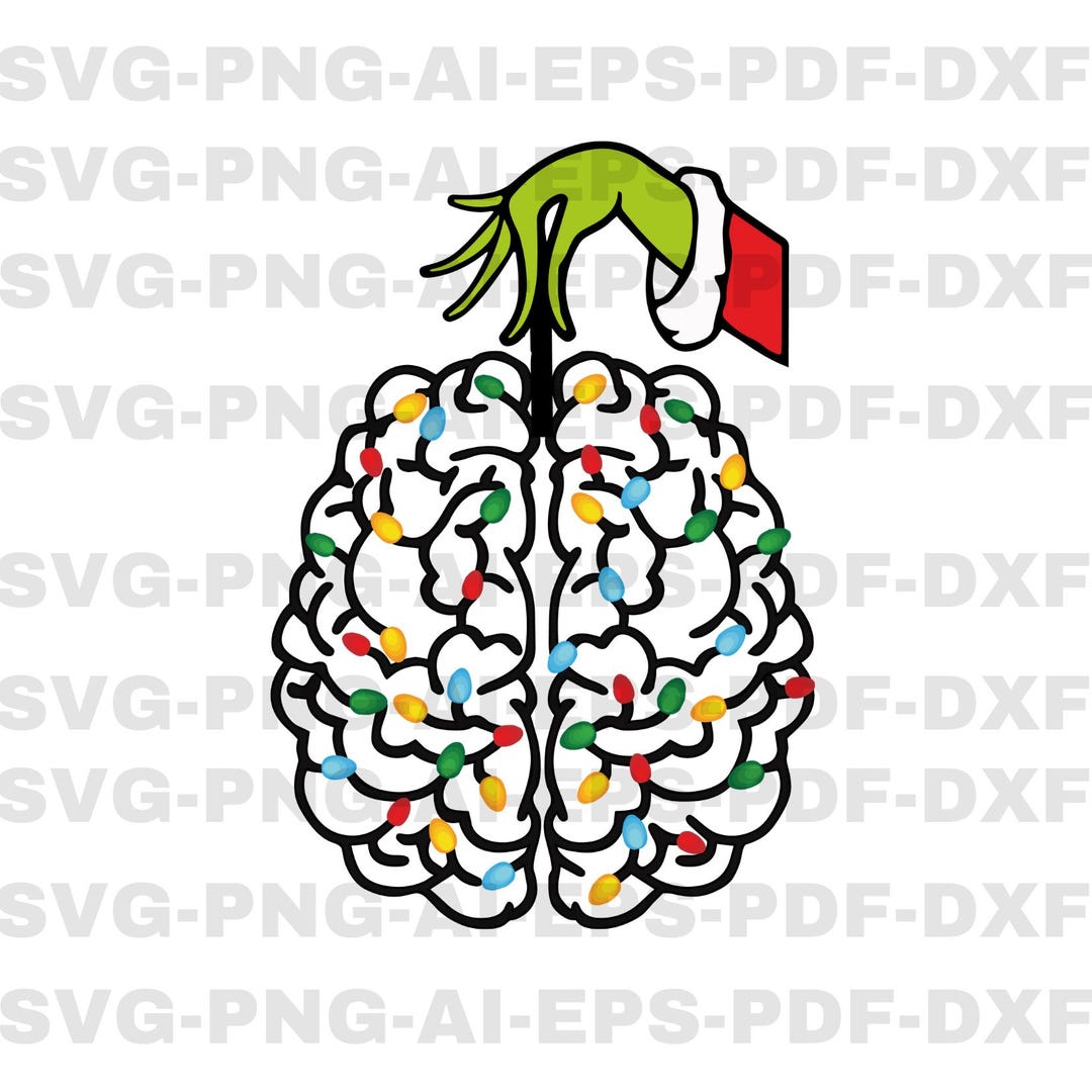 Brain Christmas Lights Svg, Christmas Neuro Svg, Christmas Nurse Svg ...