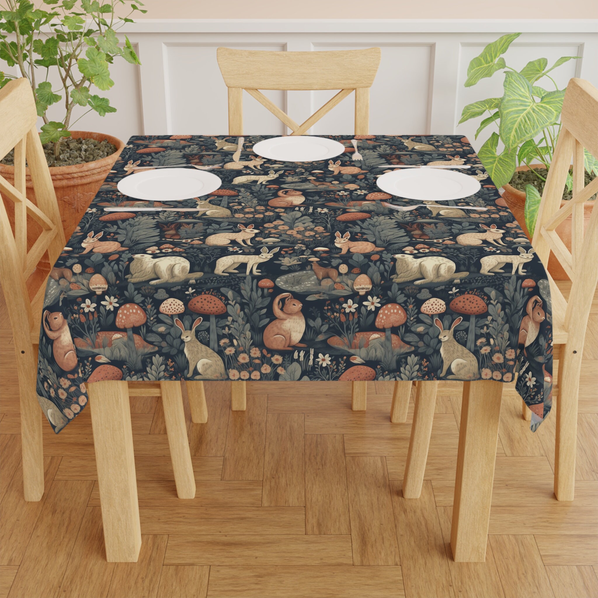 Forest Animal Cottagecore Square Tablecloth - Etsy