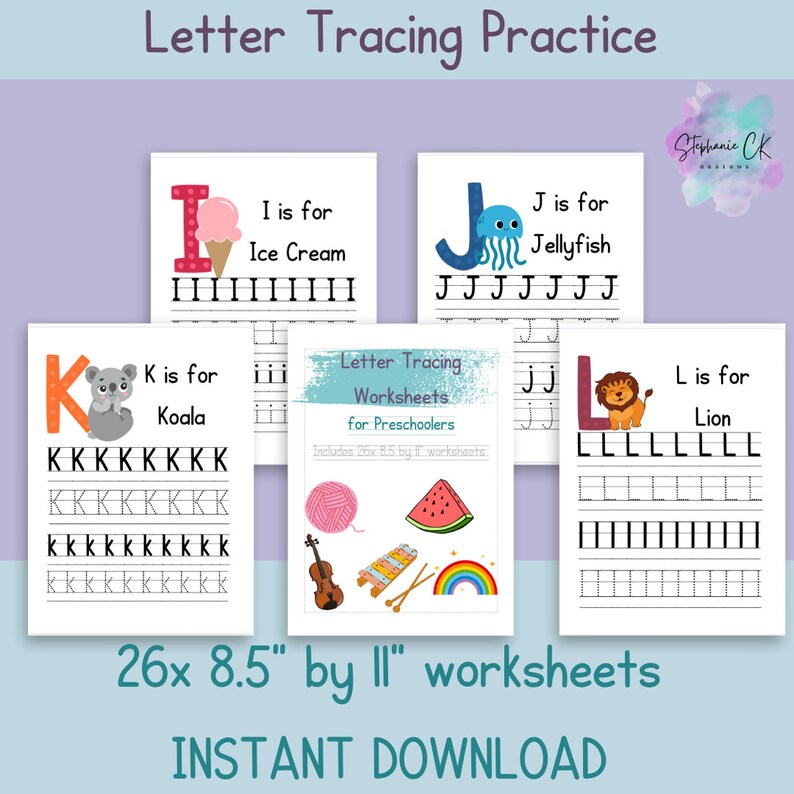 Educational Alphabet Tracing Practice Sheet: 26 Printable Worksheets ...