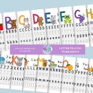 Educational Alphabet Tracing Practice Sheet: 26 Printable Worksheets ...