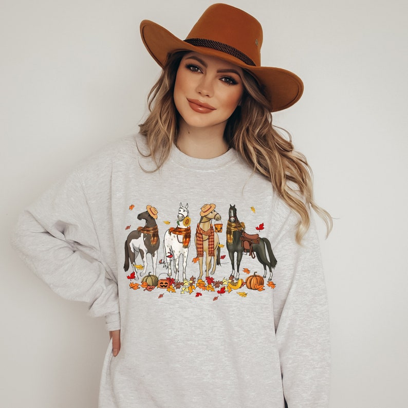 Cute Fall Horse Sweatshirt for Horse Girl, Equestrian Crewneck ...