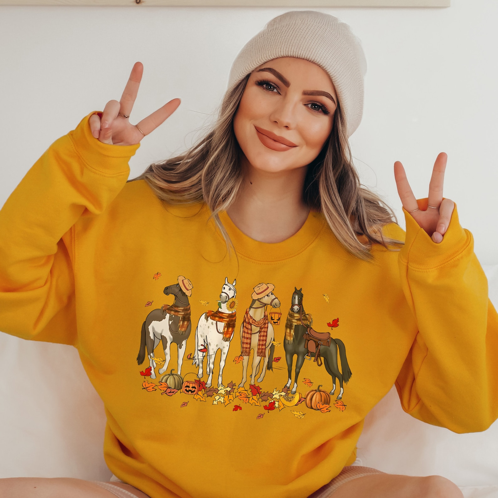 Cute Fall Horse Sweatshirt for Horse Girl, Equestrian Crewneck ...