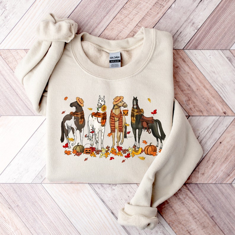 Cute Fall Horse Sweatshirt for Horse Girl, Equestrian Crewneck ...
