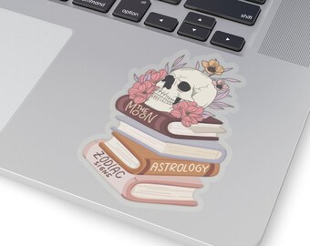 Skull Books Sticker, Stack of Books Sticker, Library Black Rose Books ...
