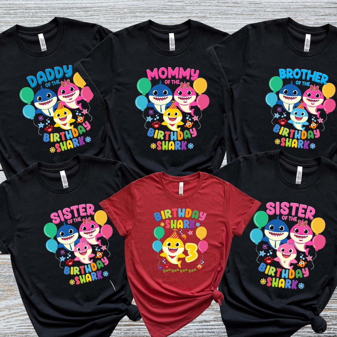 Baby Shark Birthday Shark Custom Family Tshirt, Family Shark Doo Doo ...