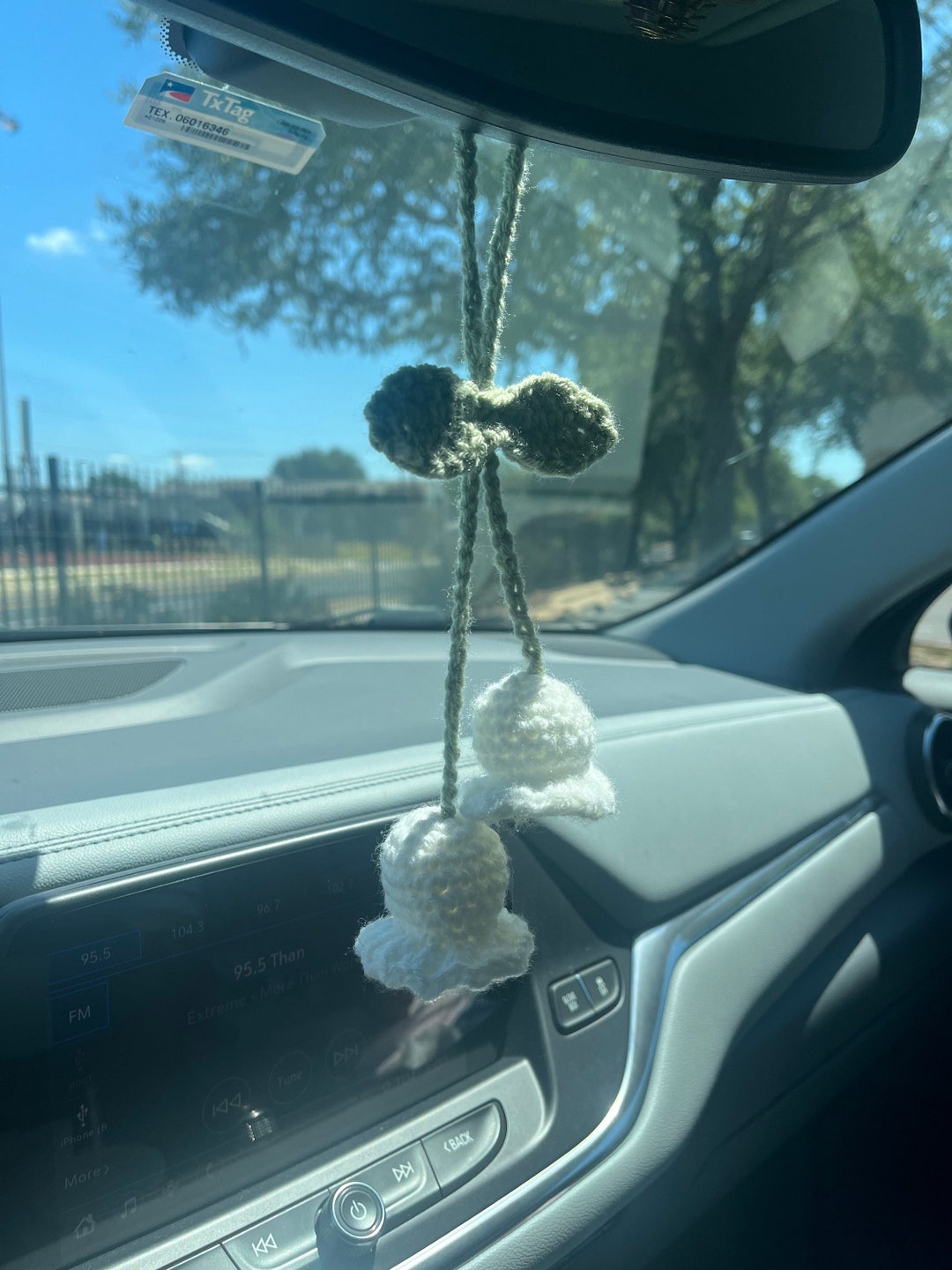 Crochet Flower, Crochet Flower Car Hanging, Car Flower Decor, Car ...
