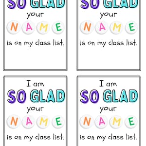 I Am so Glad Your Name is on My Class List - Etsy