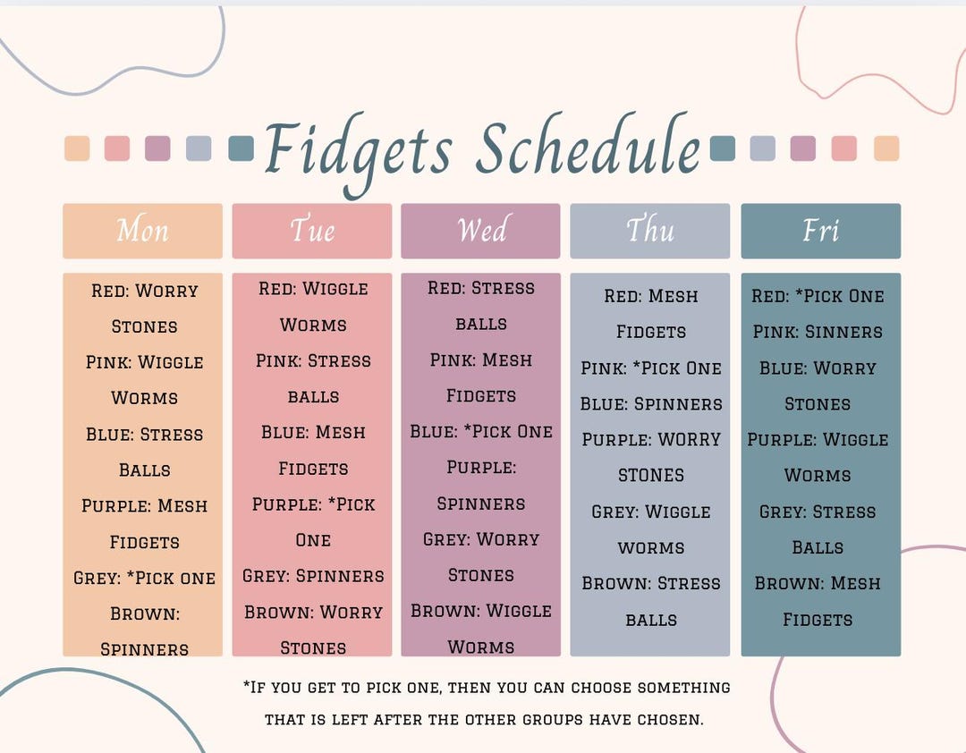 Fidgets Classroom Poster and Schedule - Etsy