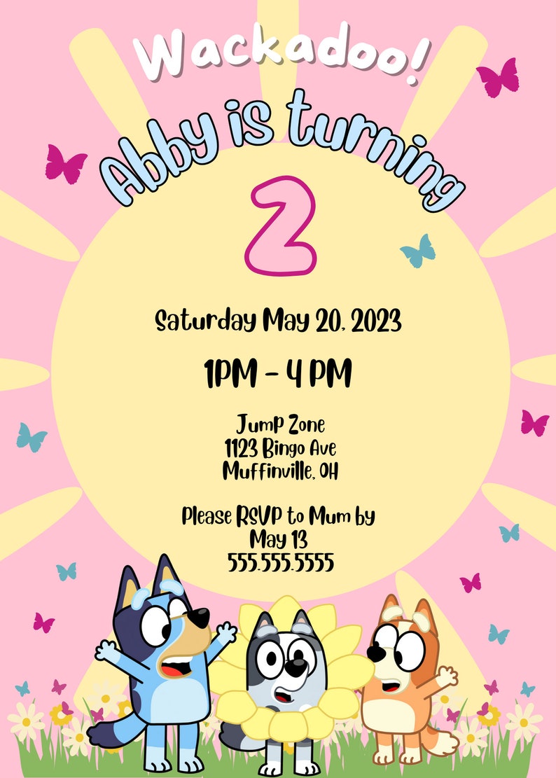 Bluey Birthday Party Invitation Canva Template - Etsy