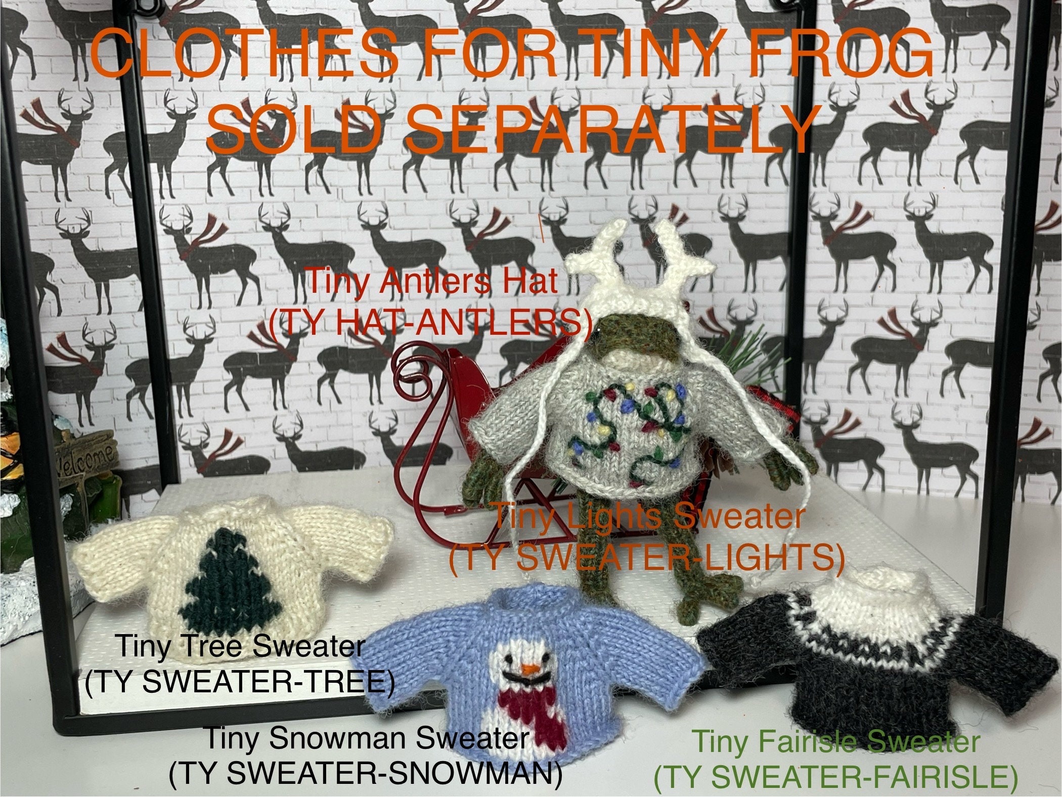 Knitted Miniature Posable Frog and Frog's Clothes Winter/holiday ...