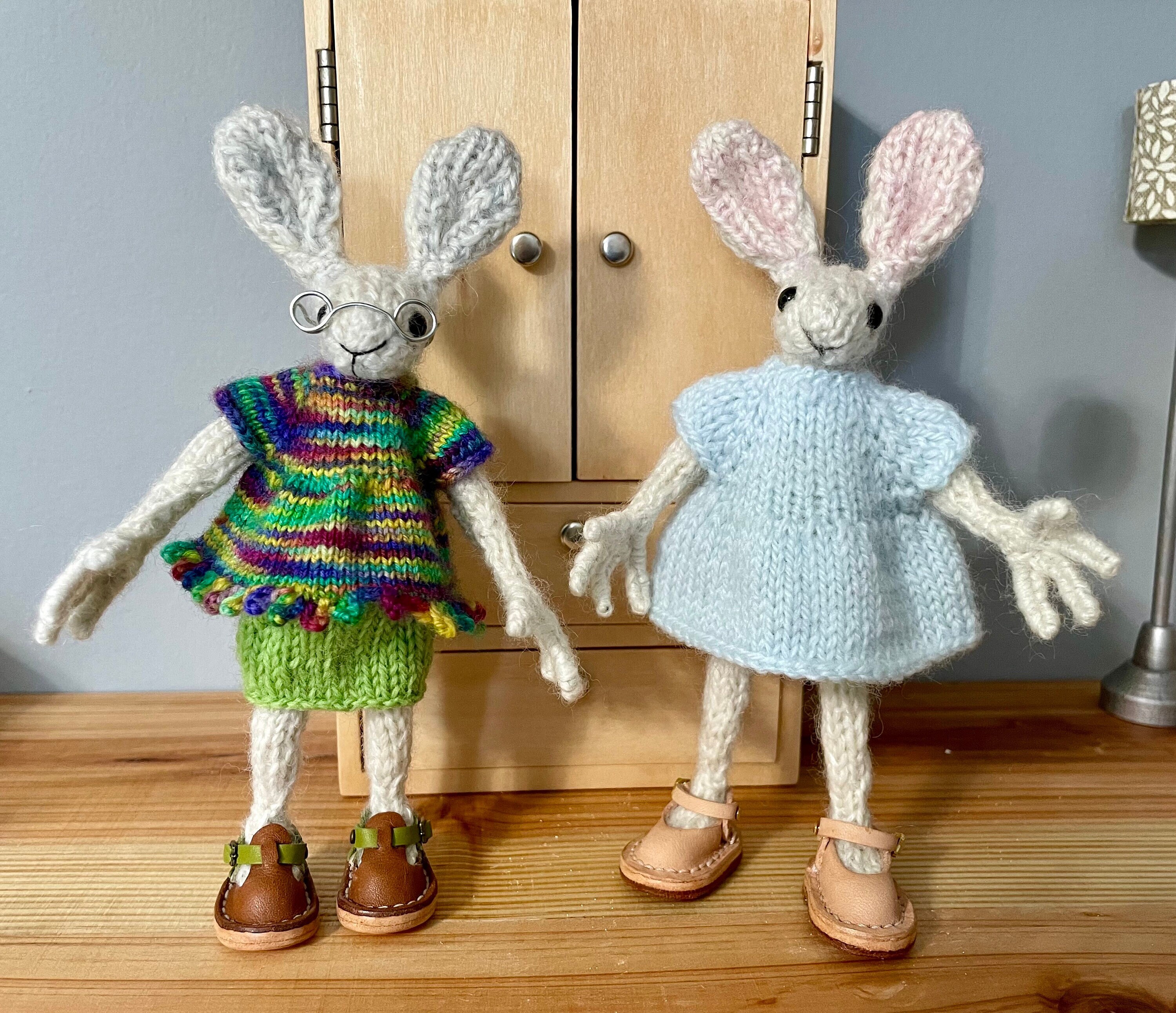 Knitted Miniature Posable Rabbit Doll With Wired Fingers and Rabbit's ...