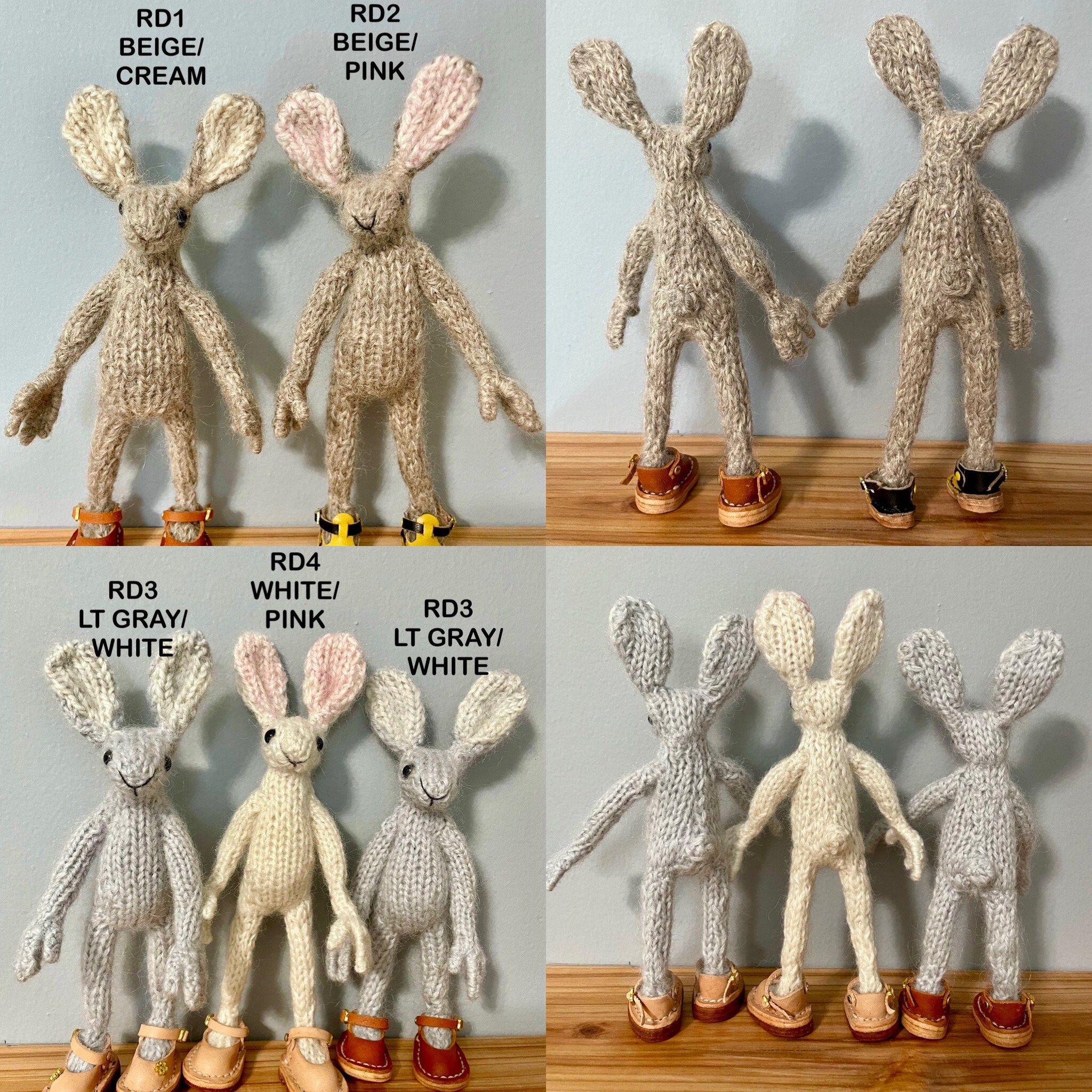 Knitted Miniature Posable Rabbit Doll With Wired Fingers and Rabbit's ...