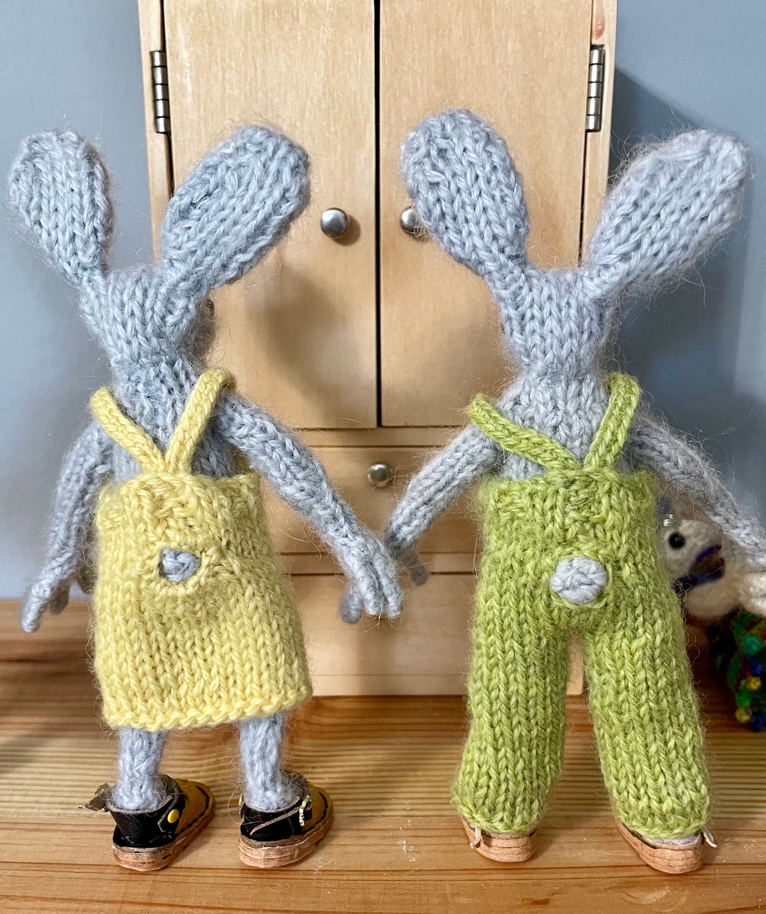 Knitted Miniature Posable Rabbit Doll With Wired Fingers and Rabbit's ...