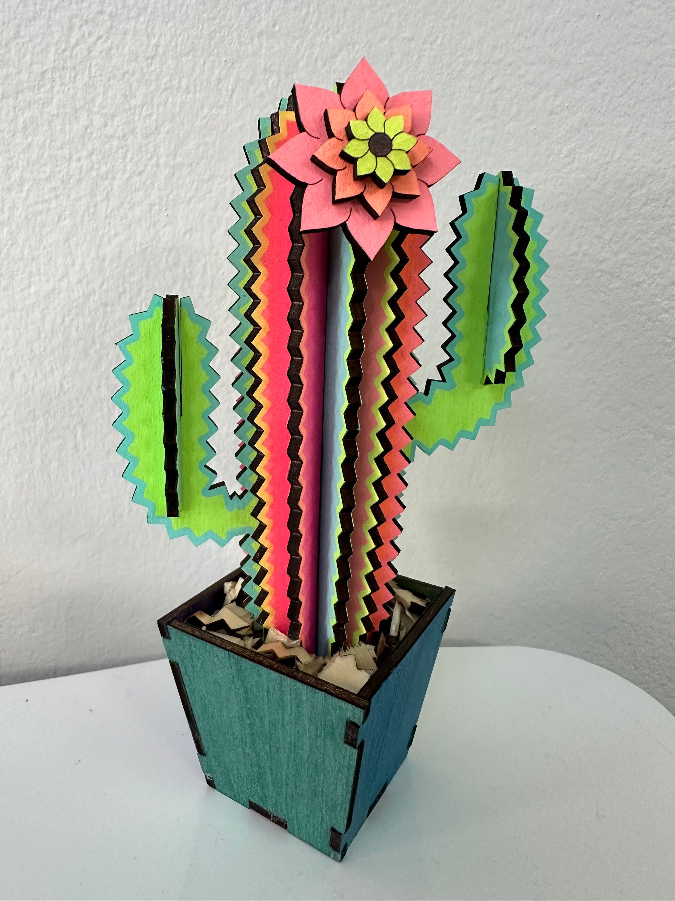 Hand Painted Wooden Cactus Decor - Etsy