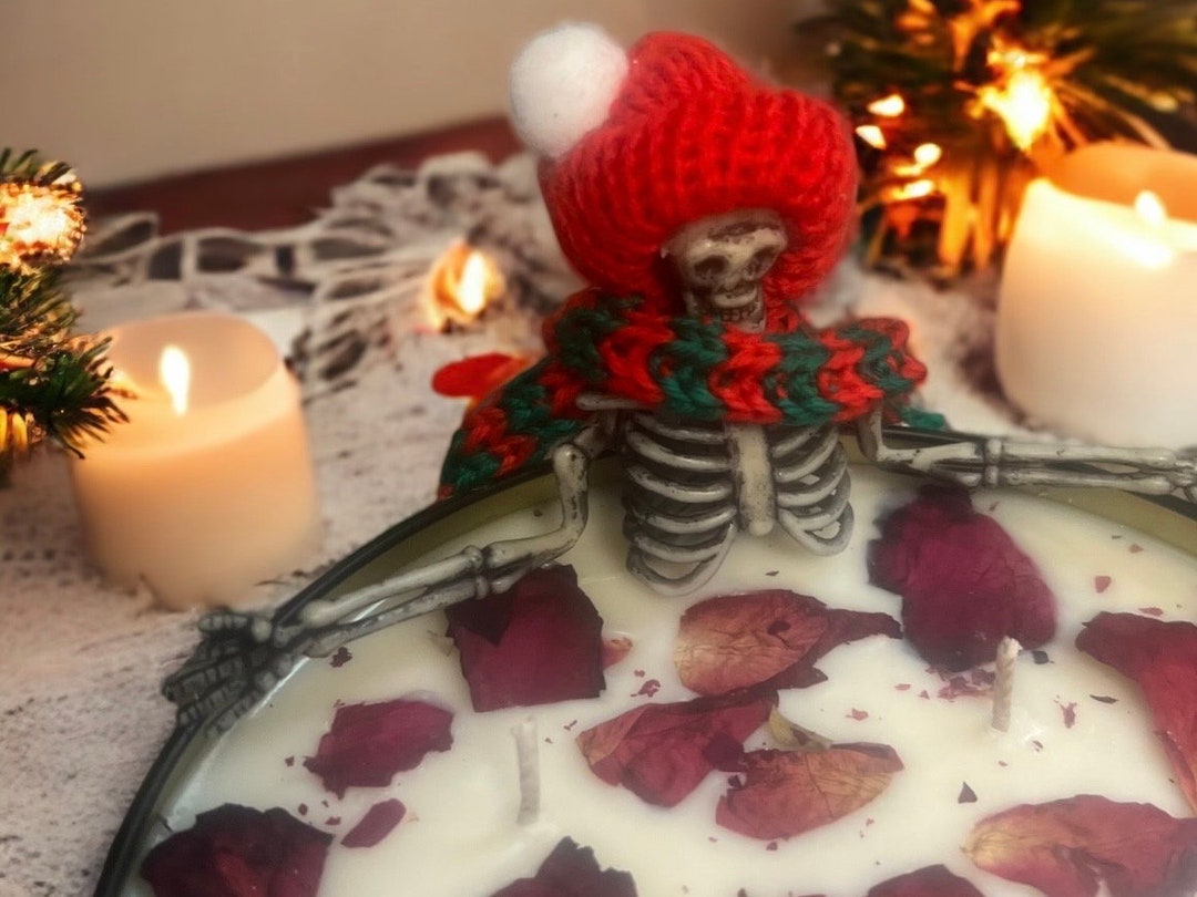 Skeleton Spa Day Cozy Scarf Soy Wax Candle Gift Scented Candle ...