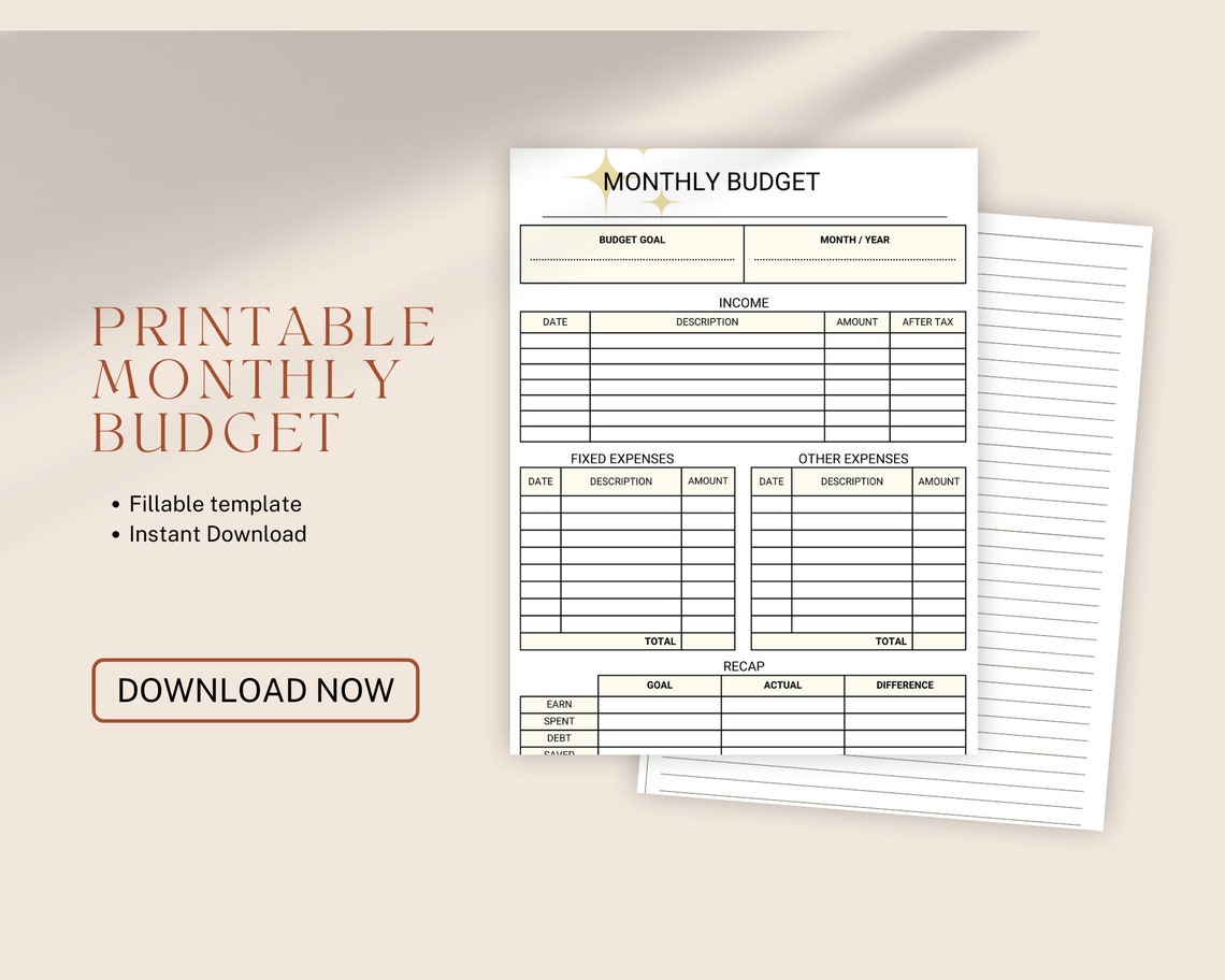 Budget Planner, PDF Download, Budget, Financial Planner, Budget ...