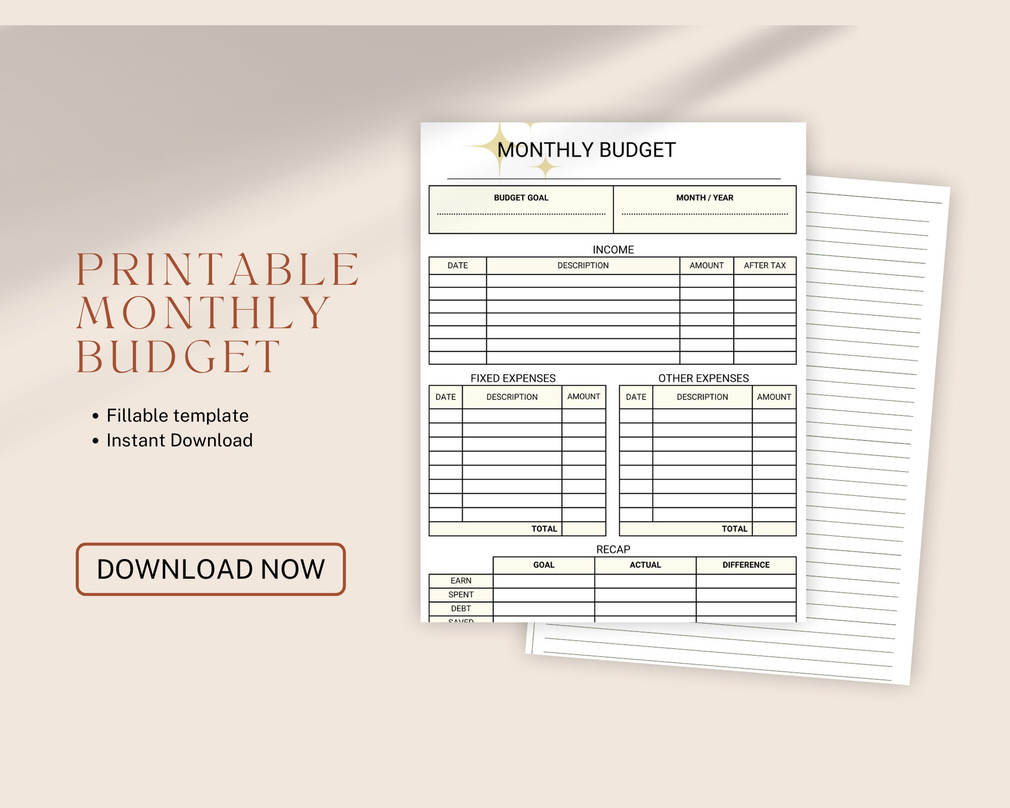 Budget Planner, PDF Download, Budget, Financial Planner, Budget ...