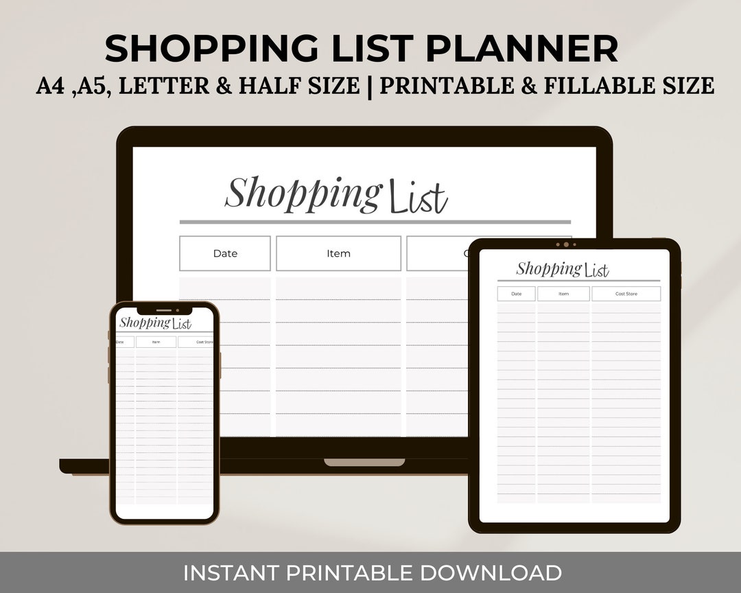 Digital Download, Printable Planner, Shopping List, Mom Life, Shopping ...