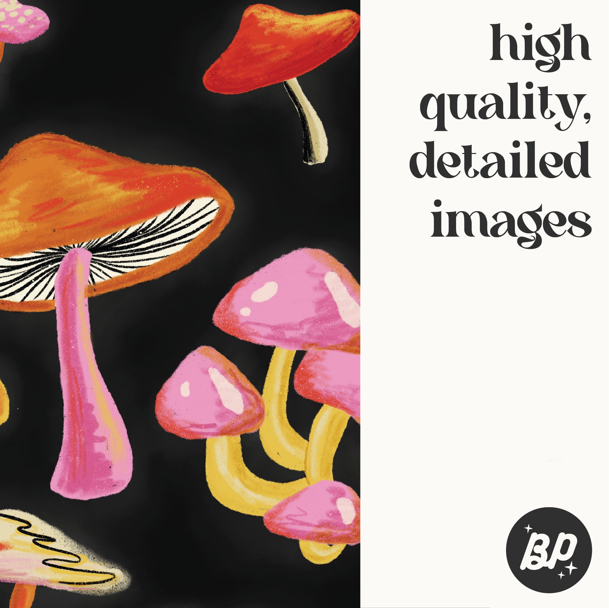 Funky Retro 70s Mushroom Wall Art, Artsy Room Decor, Printable Art ...
