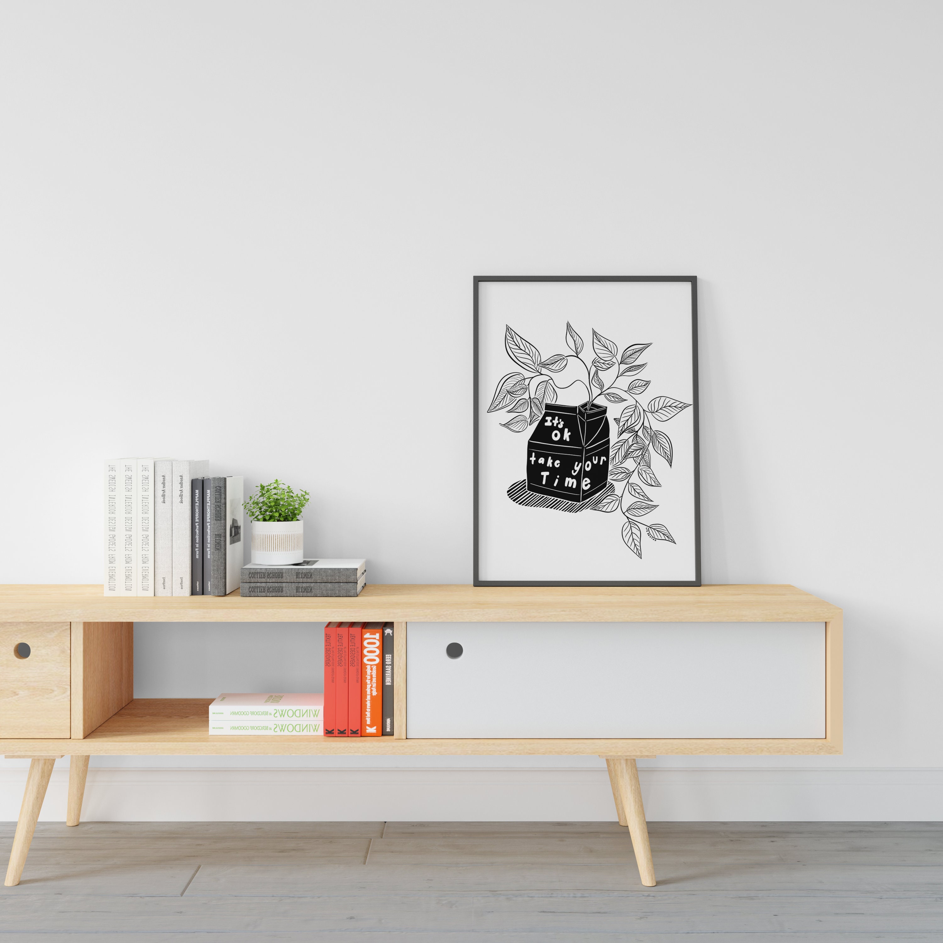 Artsy Plant Line Art Room Decor, Printable Wall Art, Digital Download ...