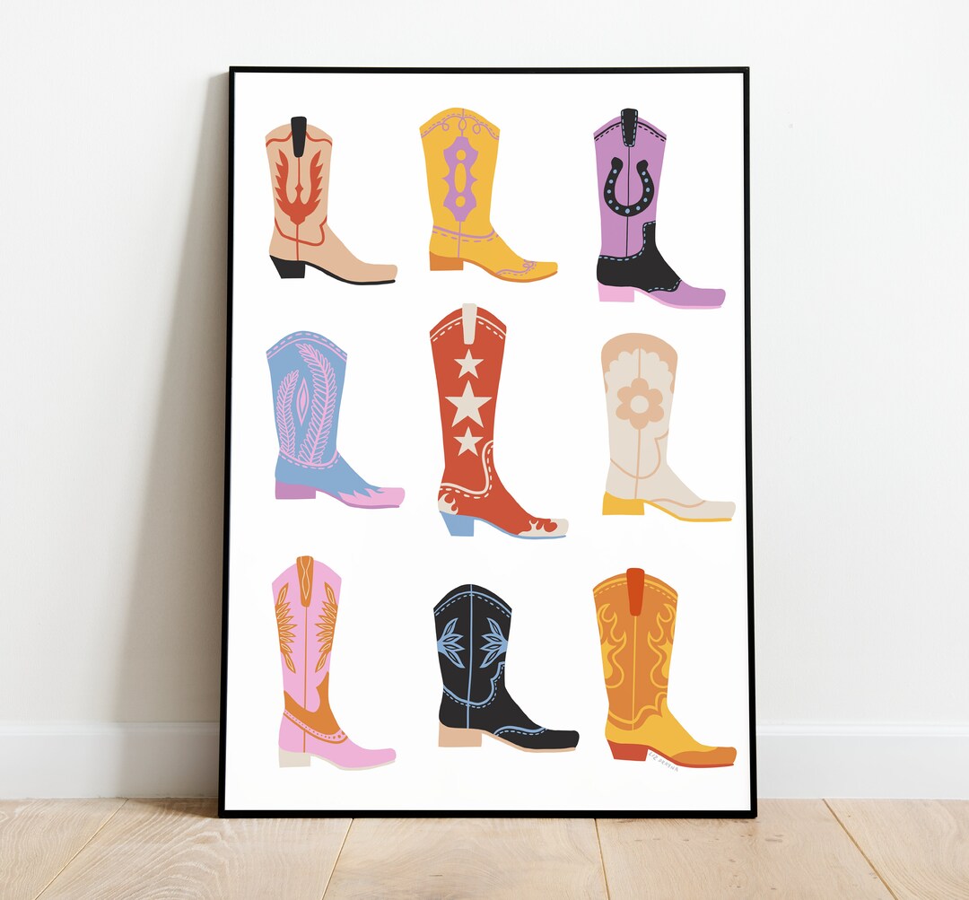 Funky Cowboy Boots Wall Art, Room Decor, Printable Art Digital Download ...