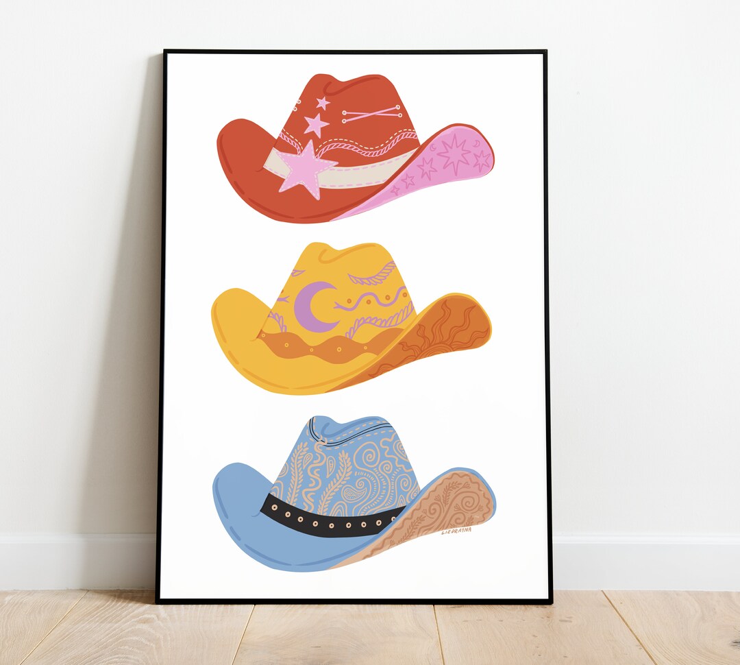 Funky Cowgirl Hat Art Print, Trendy Room Decor (digital Download) - Etsy