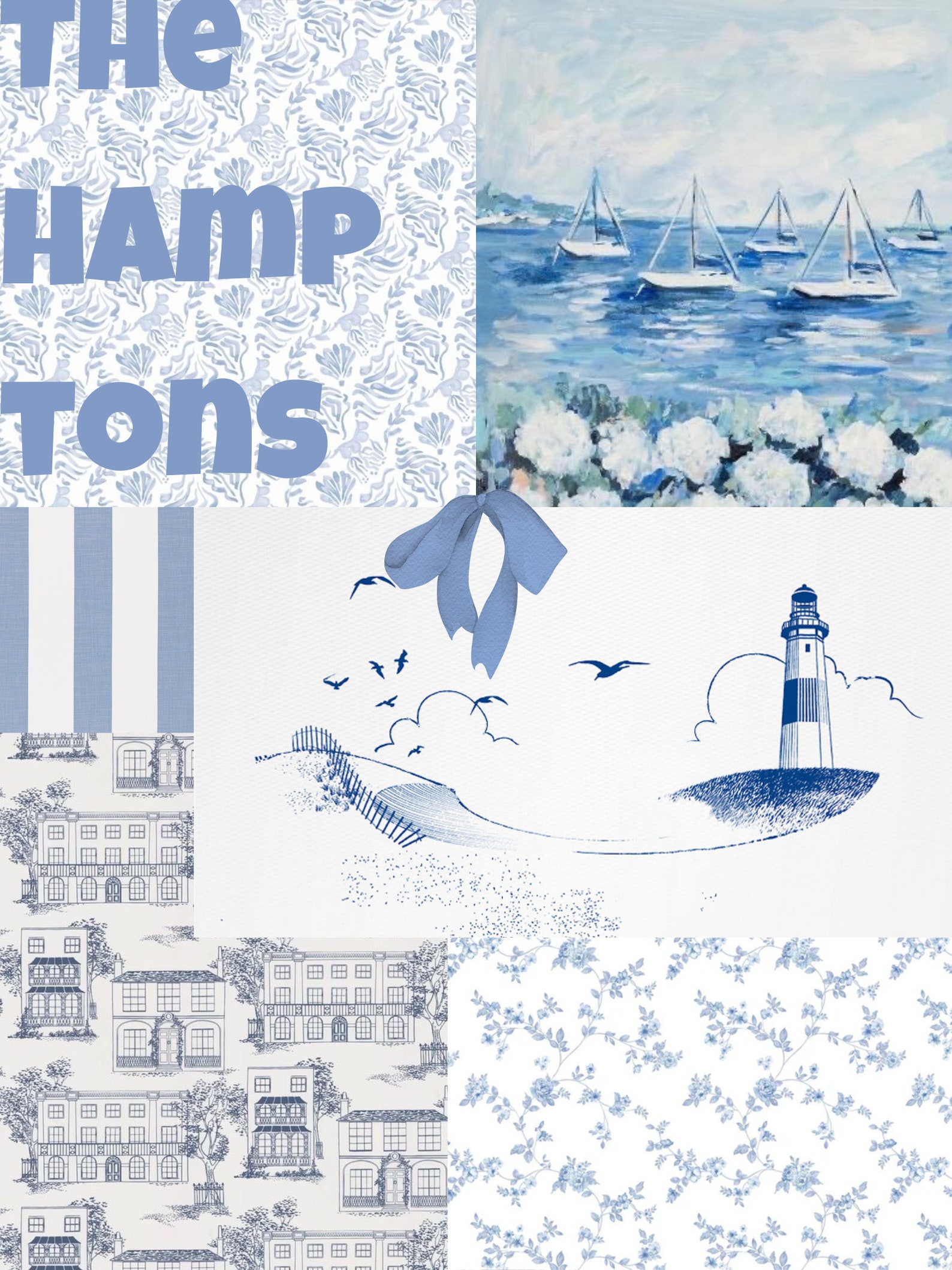 Hamptons Harmony: Patchwork of Coastal Chic Wall Art, Poster Print ...