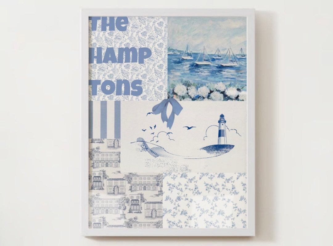 Hamptons Harmony: Patchwork of Coastal Chic Wall Art, Poster Print ...