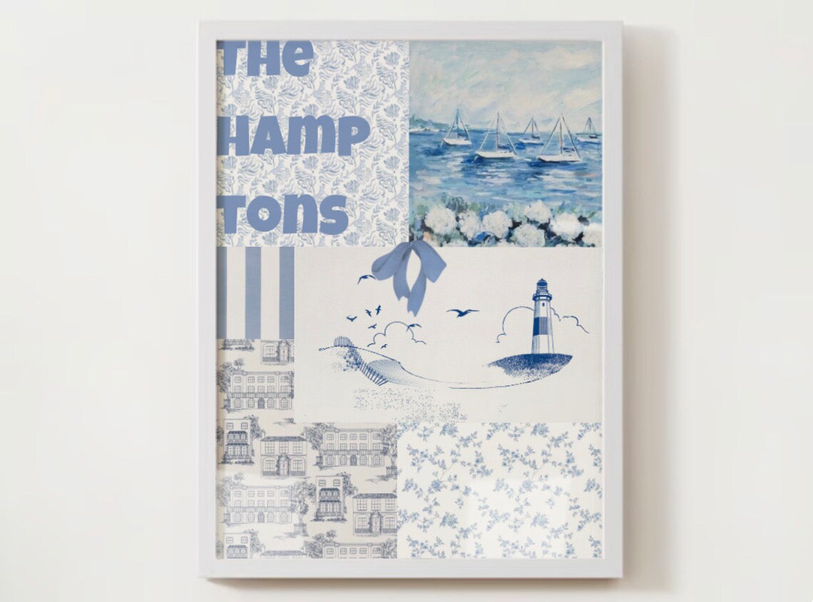 Hamptons Harmony: Patchwork of Coastal Chic Wall Art, Poster Print ...
