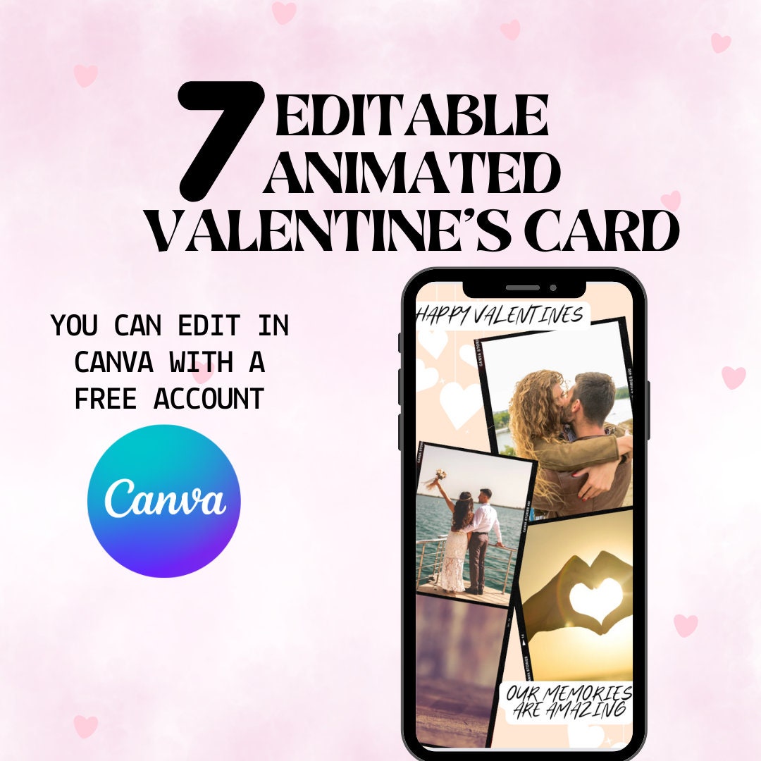 Editable Animated Valentine Day Card Template Canva Editable Digital ...