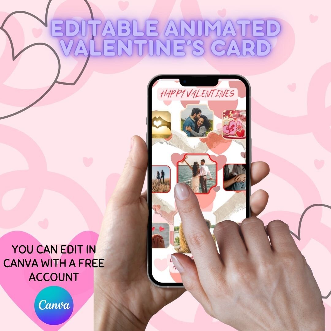 Editable Animated Valentine Day Card Template Canva Editable Digital ...