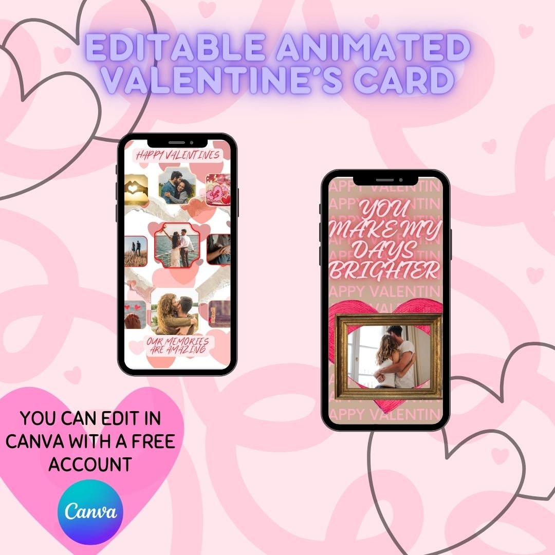 Editable Animated Valentine Day Card Template Canva Editable Digital ...