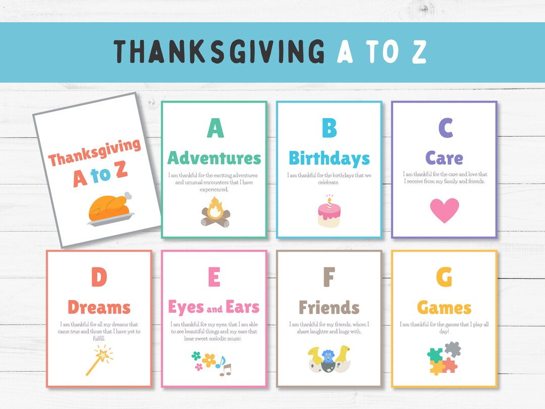 Thanksgiving A to Z, Digital Print, Alphabet, Early Childhood ...