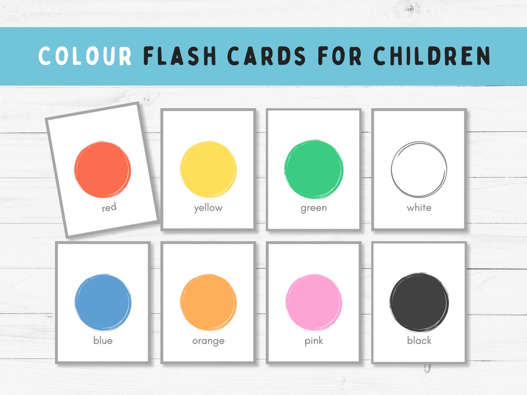 Colour Flash Cards, Basic Colours, Preschool, Digital Print - Etsy