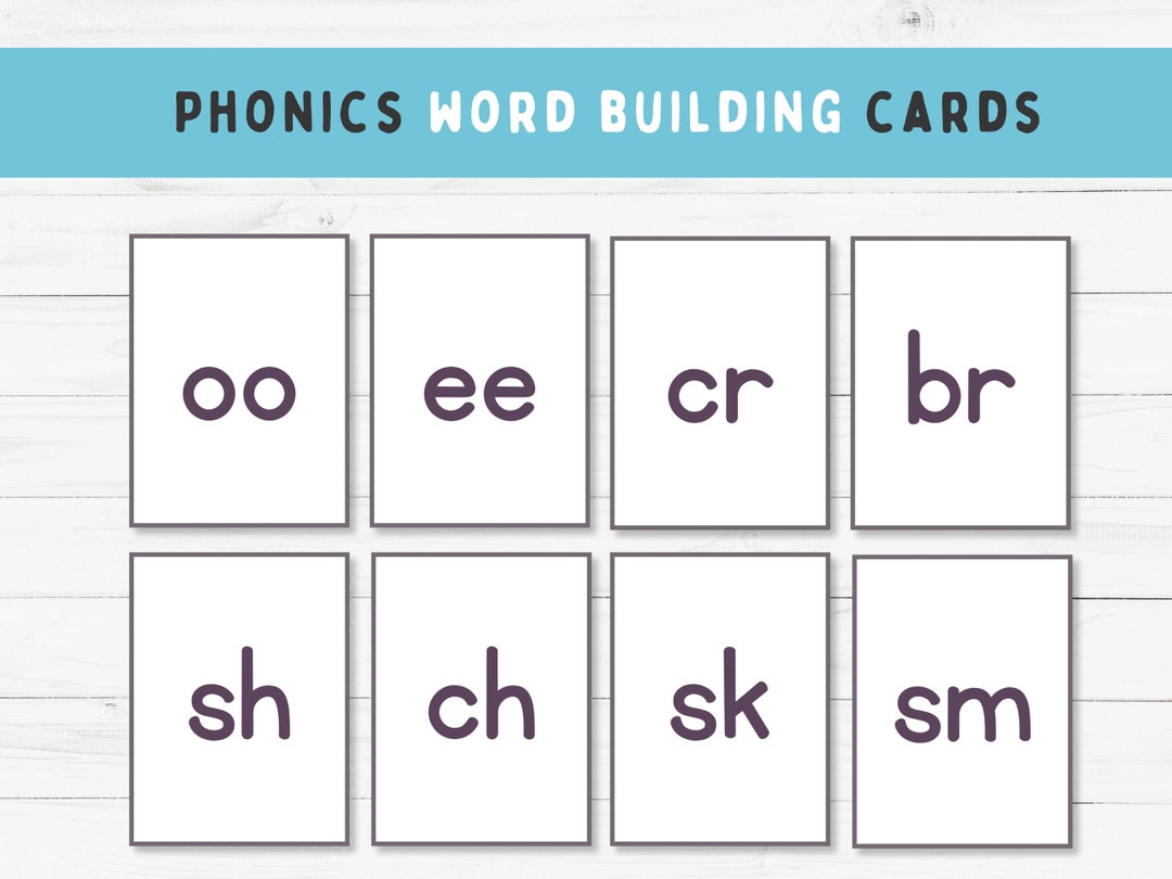 Phonics Flash Cards, Word Building Cards, Blends, Phonics Letters ...