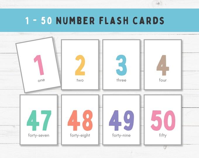 Numbers Flash Card, Digital Print, Flash Cards Kids, Preschool ...