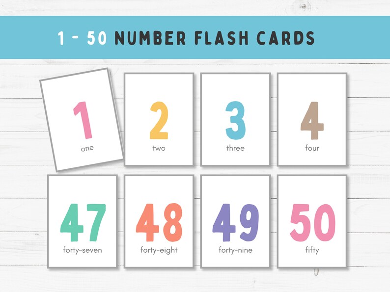Numbers Flash Card, Digital Print, Flash Cards Kids, Preschool ...