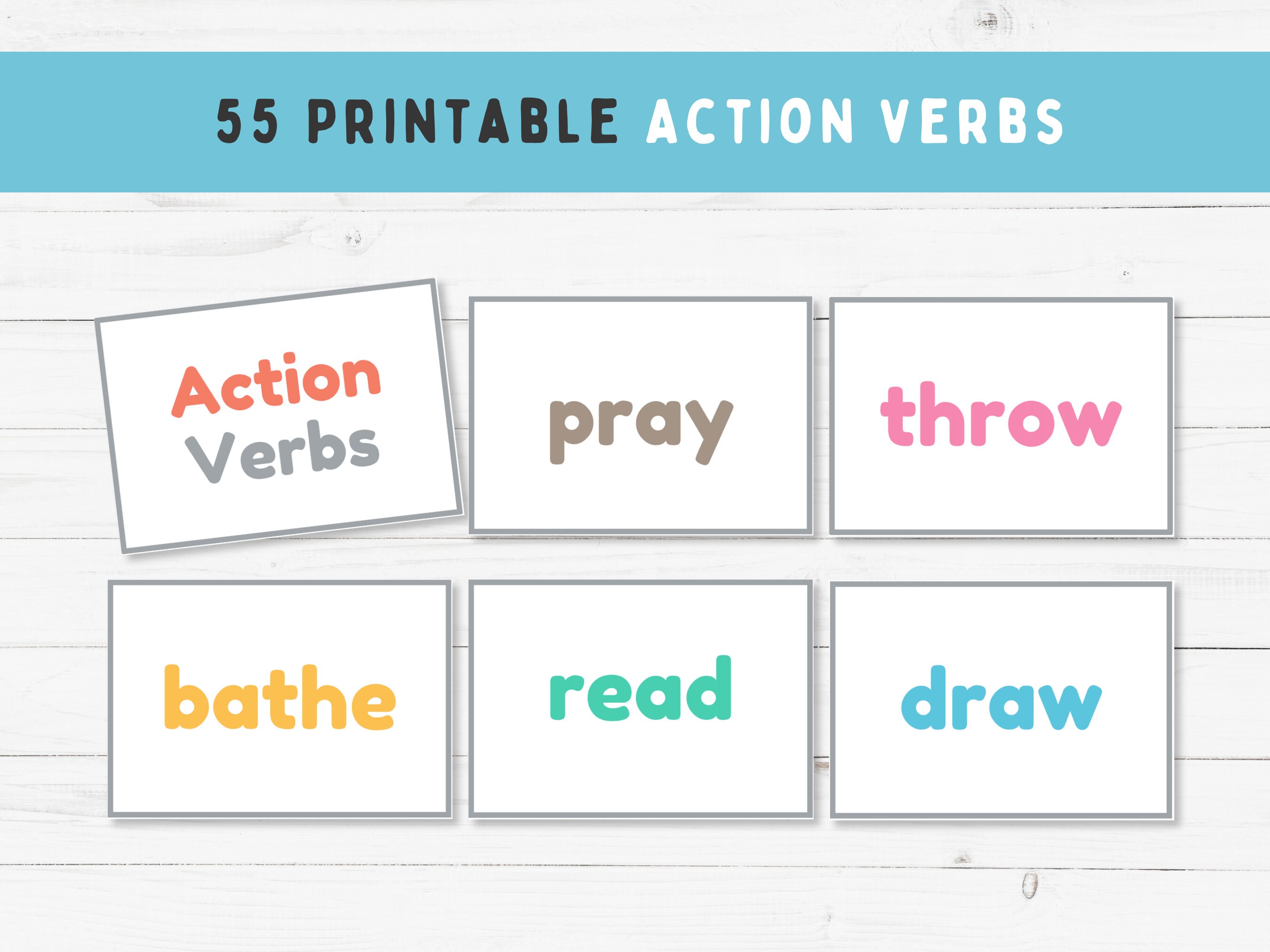 Action Verbs Flash Cards, Printables, Digital Print, Teaching Resource ...