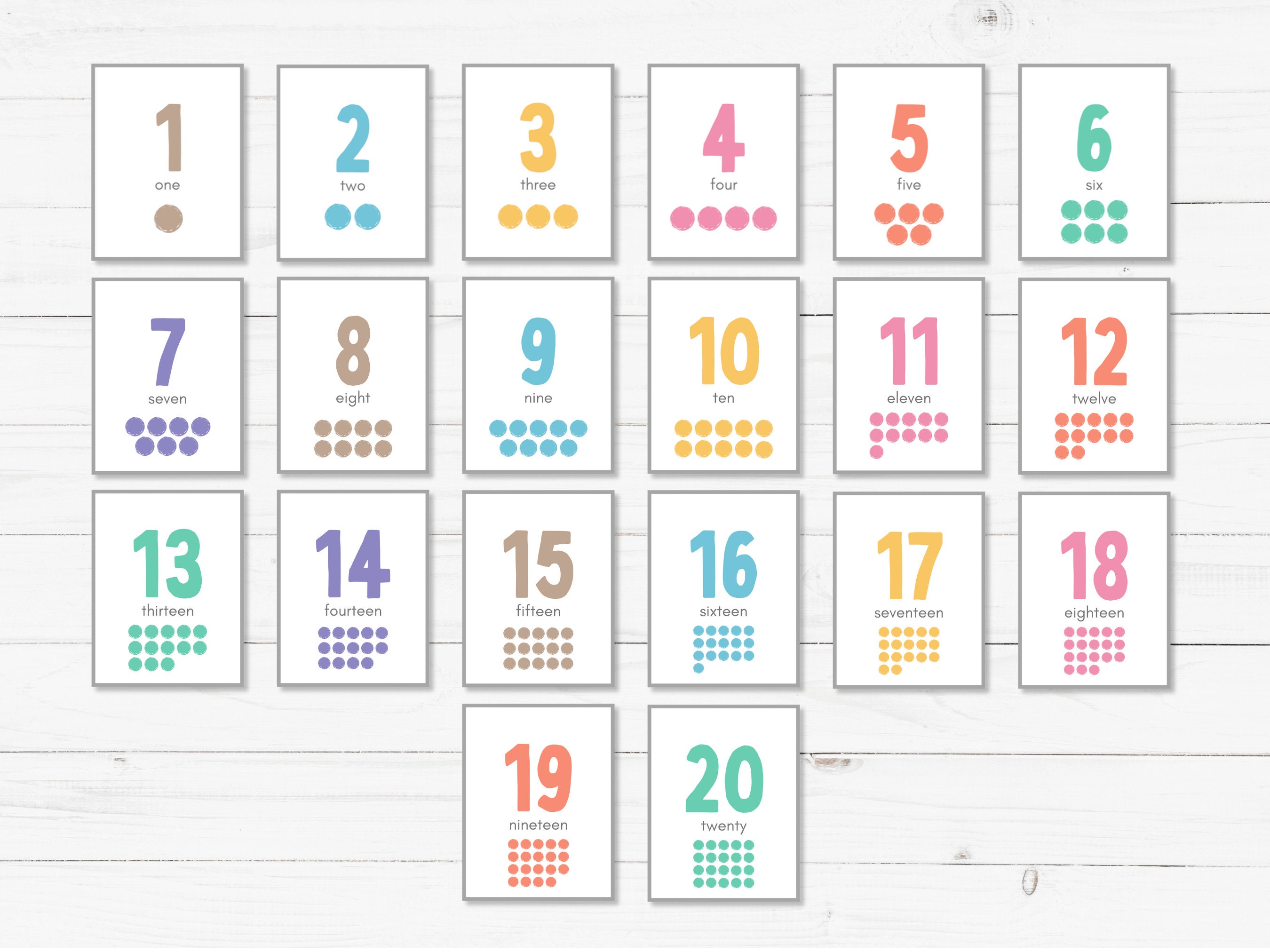 Number Flash Cards 1 20 Digital Print Preschool - Etsy