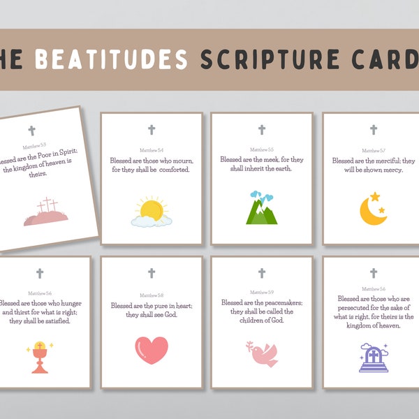 The Beatitudes Prayer Cards - Etsy