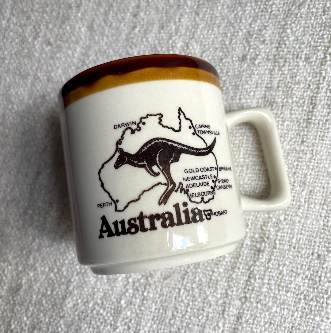 Vintage Australia Souvenir Mug // Kangaroo // Map of Australia - Etsy