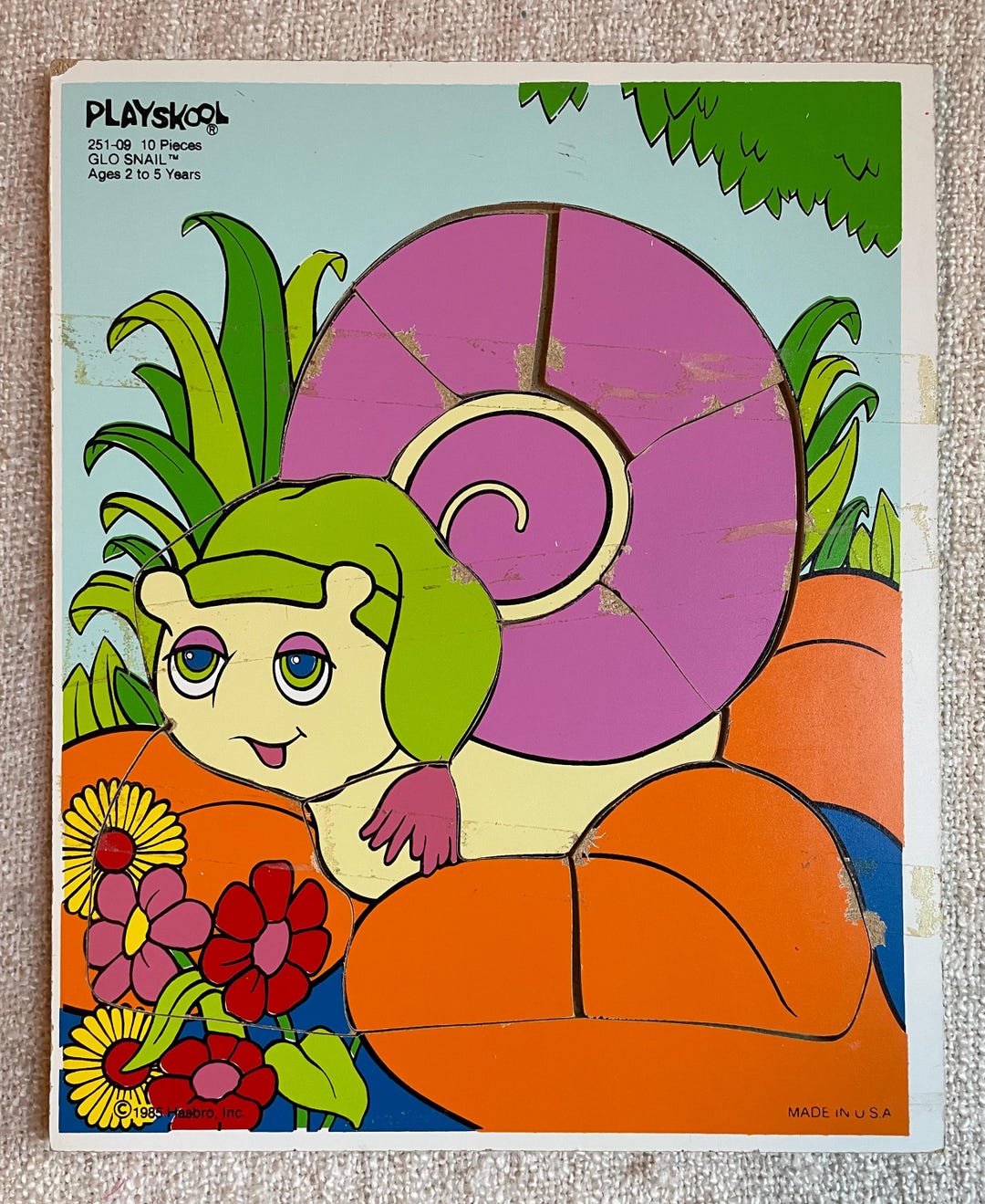 Vintage 1980s Playskool Glo Snail // Frame-tray Puzzle // Glo Bugs - Etsy